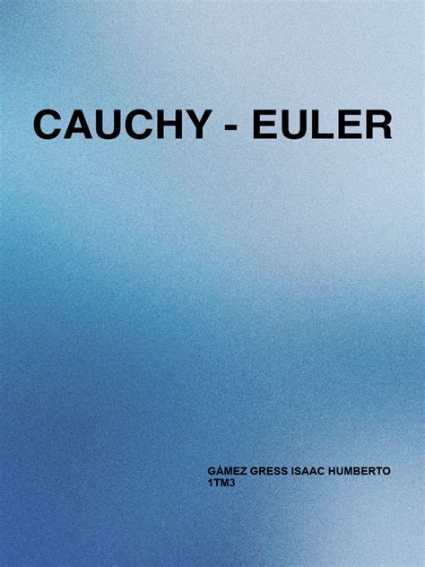 Cauchy Euler Pdf