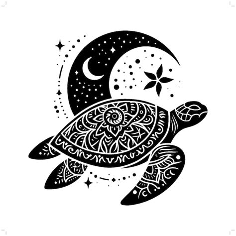 Premium Vector Turtle Tortoise Silhouette In Bohemian Boho Nature