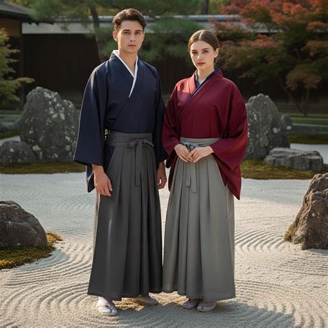 Adult Unisex Samurai Warrior Uniform Kimono Hakama Pants Full Set
