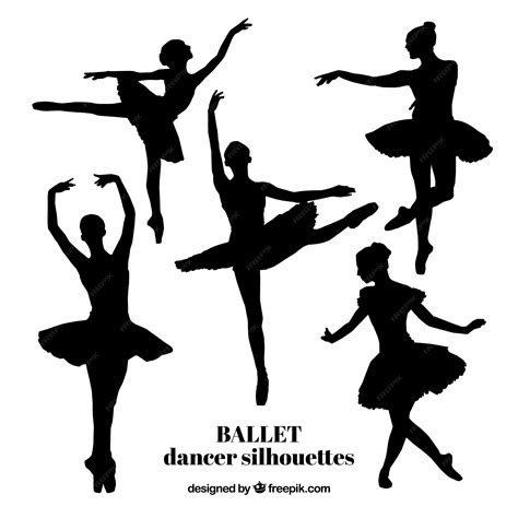 Premium Vector Five Realistic Ballet Dancer Silhouettes