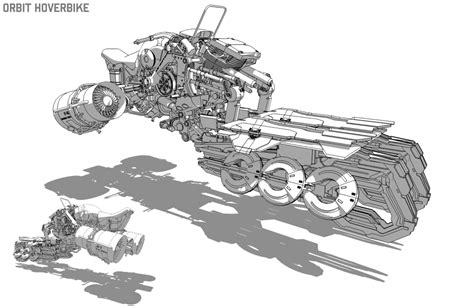 Artstation Orbit Hover Cycle Bryant Koshu Robot Concept Art Sci