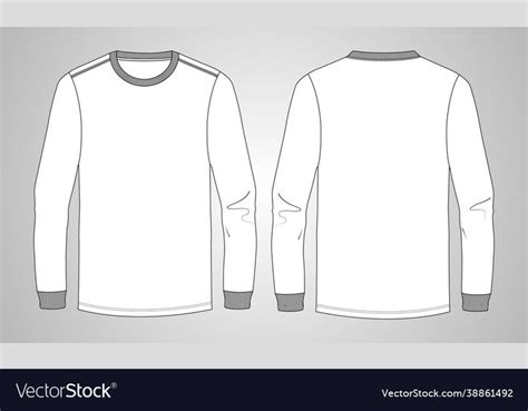 Slim Fit Long Sleeve T Shirt Technical Sketch Fashion Flat Template