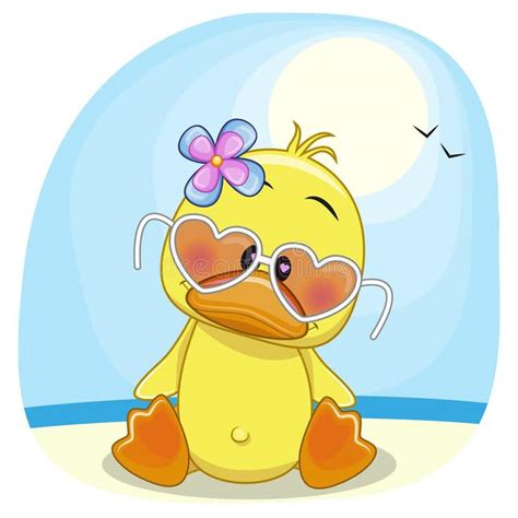 Illustration About Cute Duck Girl In Sunglasses On The Beach
