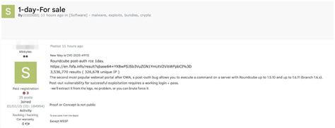 Hacker Selling Critical Roundcube Webmail Exploit As Tech Info Disclosed