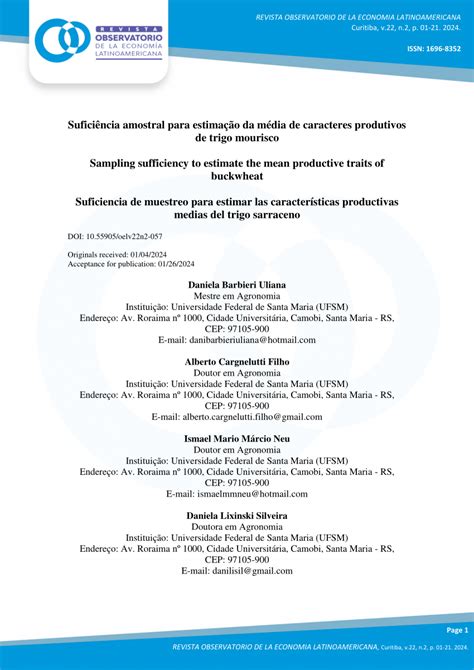 Pdf Sampling Sufficiency To Estimate The Mean Productive Traits Of