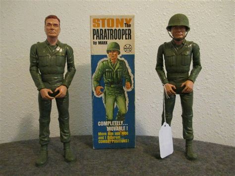 Vintage Lot 2 Marx Stony Paratrooper 2051 One W Box Stonewall Smith Usa 3841990444