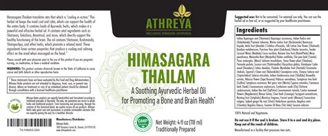 Himasagara Thailam Ayurvedic Herbal Oil For Promoting A Relaxed Mind Athreya Herbs
