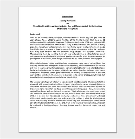 Concept Note Template 22 For Word And Pdf Format