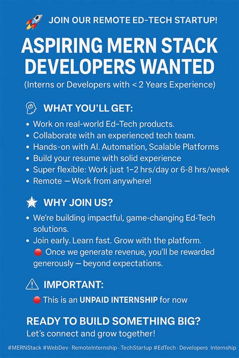Mernstack Webdevelopment Remoteinternship Edtech Startupopportunity Flexiblework