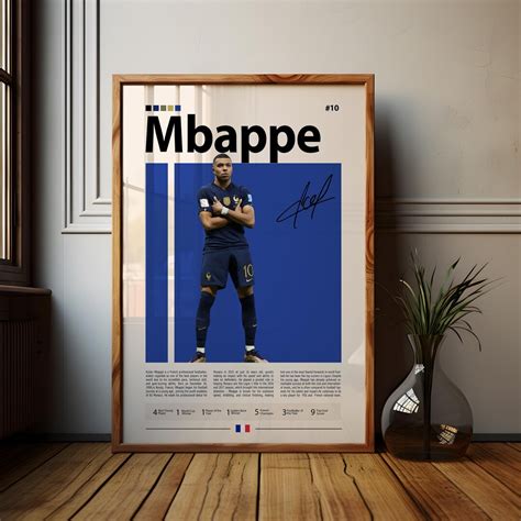 Kylian Mbappé France Football Poster Psg Superstar Wall Art World Cup