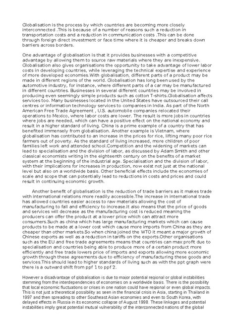 Globalisation Interconnected Economies And Their Impacts Studocu