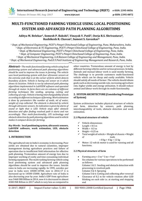 Multi Functioned Farming Vehicle Using Local Positioning System And