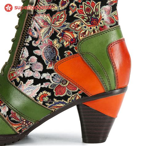 Retro Handmade Leather Patchwork Ankle Boots Superladystar