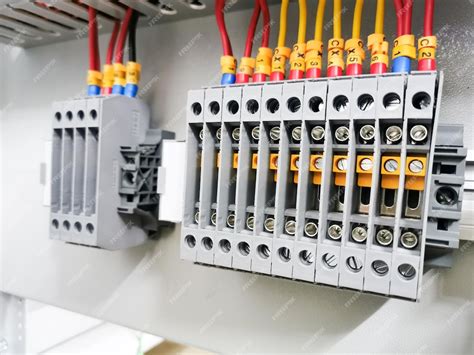 Premium Photo A Row Of Terminal Blocks In Electrical Cabinet