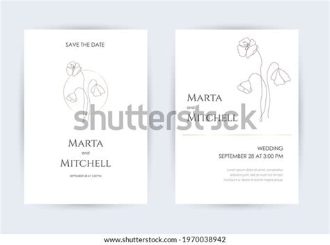 Minimalist Wedding Invitation Card Template Design Stock Vector