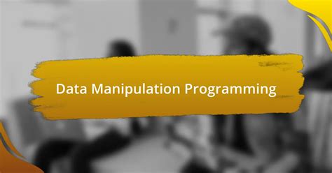 Data Manipulation Programming Quiz Sg