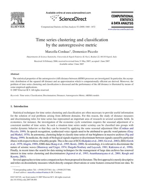Pdf Time Series Clustering And Classification By The Autoregressive