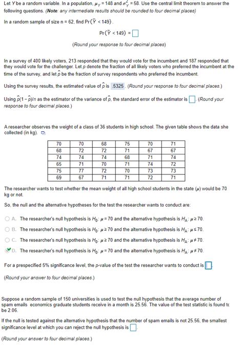 Solved Let Ybe A Random Variable In A Population My 148