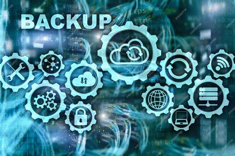 Premium Photo Backup System Recovery Technology Concept On Modern Server Room Background