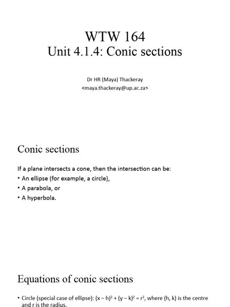unit 4 pt 1 pt 4 conic sections pdf algebraic geometry geometry