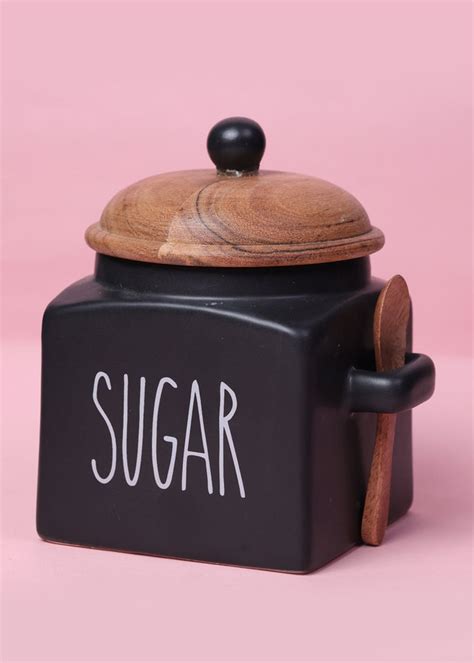 Get Mesmerising Matte Black Sugar Storage Jar At ₹ 1049 Lbb Shop