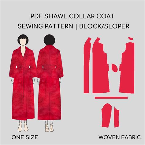 Pdf Coat Sewing Pattern Block Long Coat Sewing Pattern Coat Pdf Winter