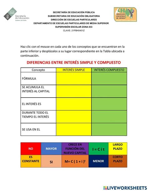 Hoja De Trabajo De Interés Simple Y Compuesto