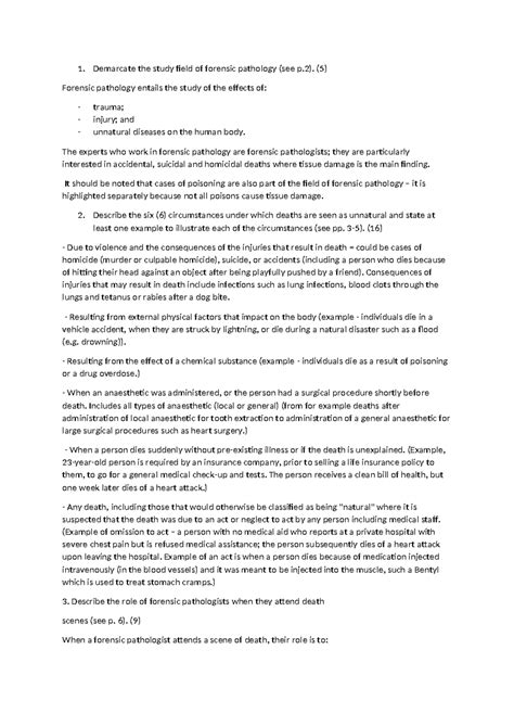 Demarcate The Study Field Of Forensic Pathology 5 Forensic