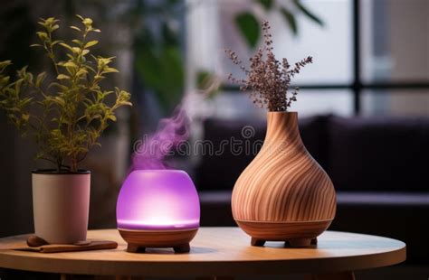 An Essential Oil Diffuser Sitting On A Table Full Of Aromatherapy