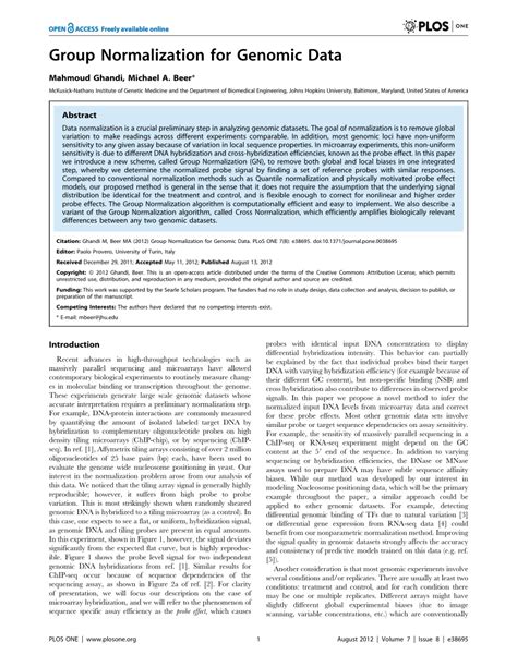 Pdf Group Normalization For Genomic Data