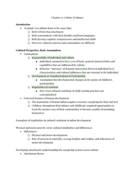 Chapter 17 Lecture Notes Chapter 17 Culture And Infancy Introduction Example Two Infants