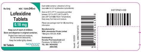 Dailymed Lofexidine Hydrochloride Tablet Film Coated
