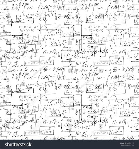 Seamless Endless Pattern Background Handwritten Mathematical Stock