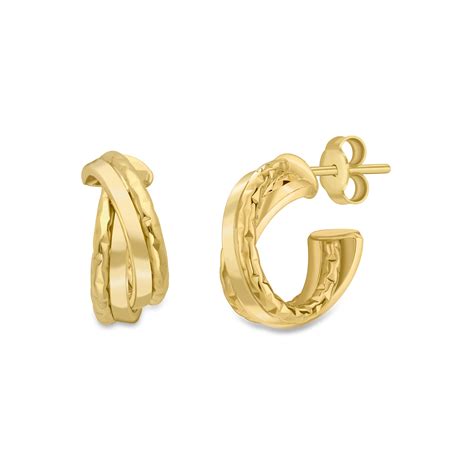 9ct Gold Textured Twist Hoop Earrings John Ross Jewellers