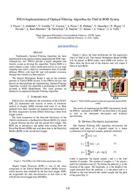 Pdf Fpga Implementation Of Optimal Filtering Algorithm For Tilecal Rod System Jose Torres