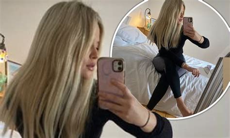 Emily Atack Slips Into Clinging Leggings And Poses On Her Bed Daily Mail Online