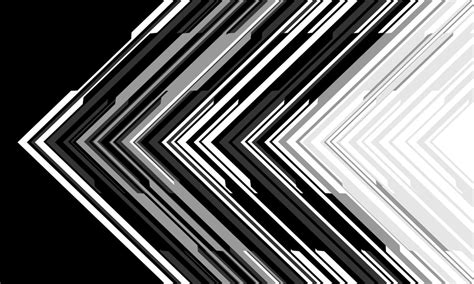 Abstract White Black Grey Arrow Cyber Circuit Pattern Direction Geometric Futuristic Technology