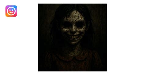 Scary Amy Exe Character Horror Style Cracked Face Eerie Smile Disturbing Presence Emoji Ai