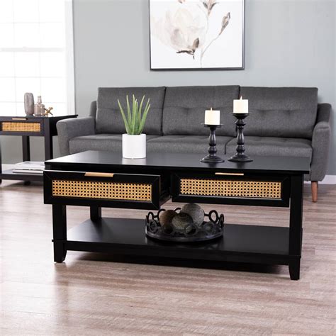 Chekshire Black Rectangle Storage Coffee Table Overstock 30033781