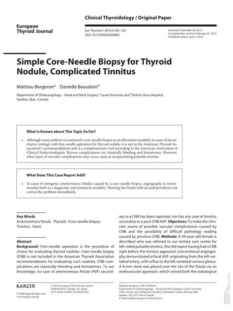 Pdf Simple Core Needle Biopsy For Thyroid Nodule Complicated
