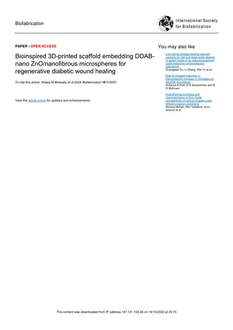 Pdf Bioinspired 3d Printed Scaffold Embedding Ddab Nano Zno
