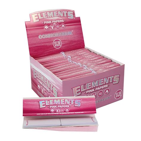 Elements Elements Pink Connoisseur Ks Slim Rolling Papers Tips