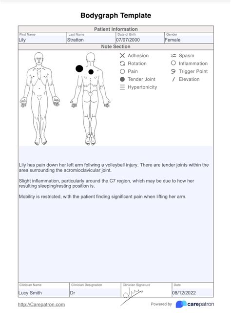 Printable Body Chart Physiotherapy