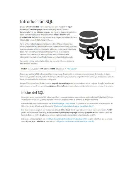 Investigacion Introduccion Al Lenguaje Sql Pdf