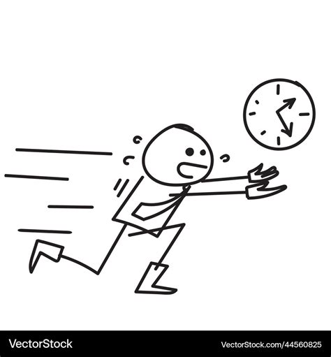 Hand Drawn Doodle Person People Running After Vector Image