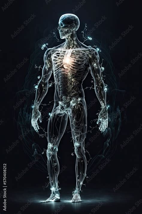 Anatomical Structure Of Human Body Cyborg Of Future With Artificial Intelligence Generative Ai