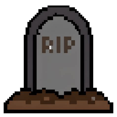 Pixel Art Of A Gravestone With Rip Inscription Suitable For Halloween Games And Digital