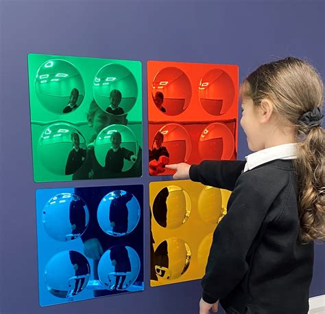 Coloured 4 Bubbles Convex Mirrors Set Of 4 Playlearn Ltd