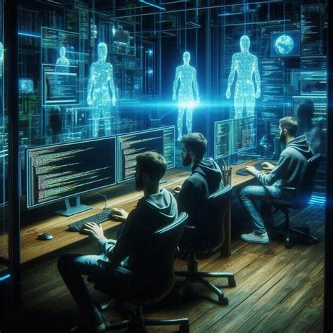 Coding In A Futuristic Oasis Premium Ai Generated Image