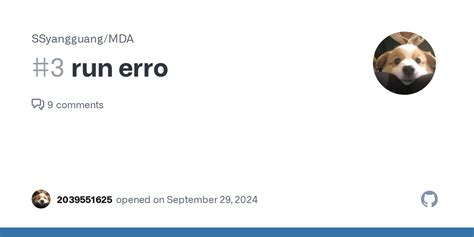 Run Erro · Issue 3 · Ssyangguangmda · Github